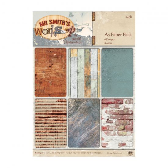 Set 24 coli hartie A5 imprimata - colectia Mr Smiths Workshop - Casa Retro